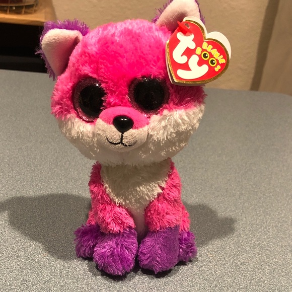 Ty | Toys | Ty Beanie Boo Pink And Purple Plush Fox | Poshmark